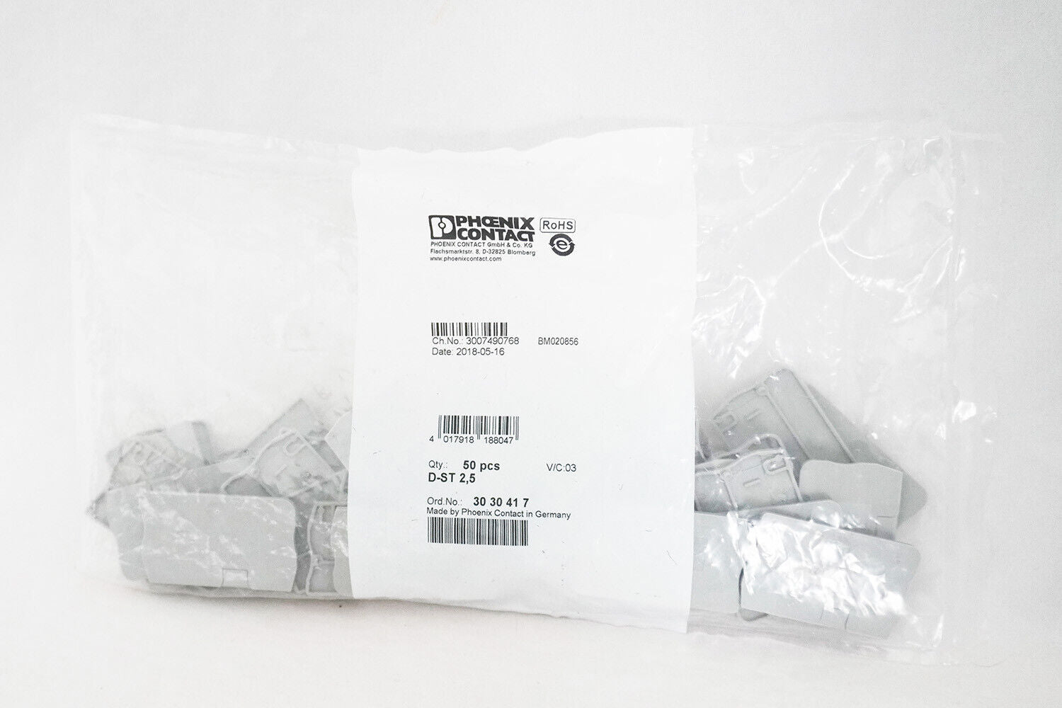 Pacl of 50- Phoenix Contact D-ST 2,5 TERMINAL BLOCK COVER – Autovation ...